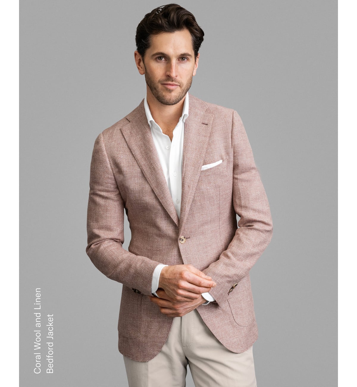 Coral Wool and Linen Bedford Jacket